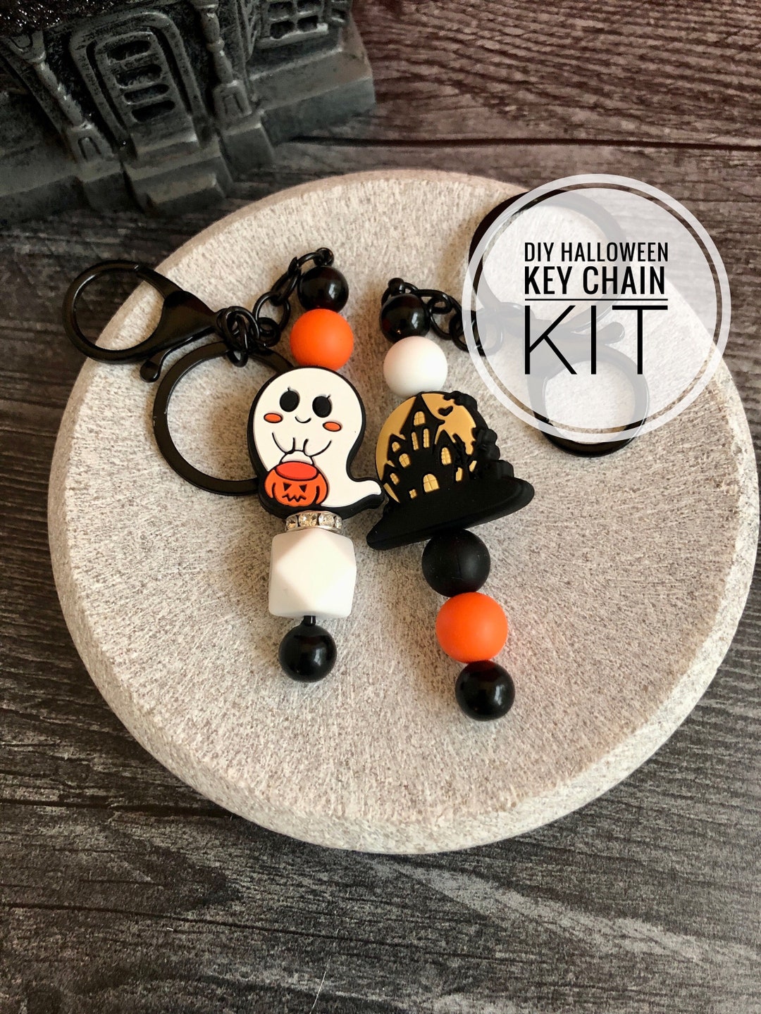 DIY Halloween Keychain Kit: Ghost & Haunted House, Set of 2 - Etsy