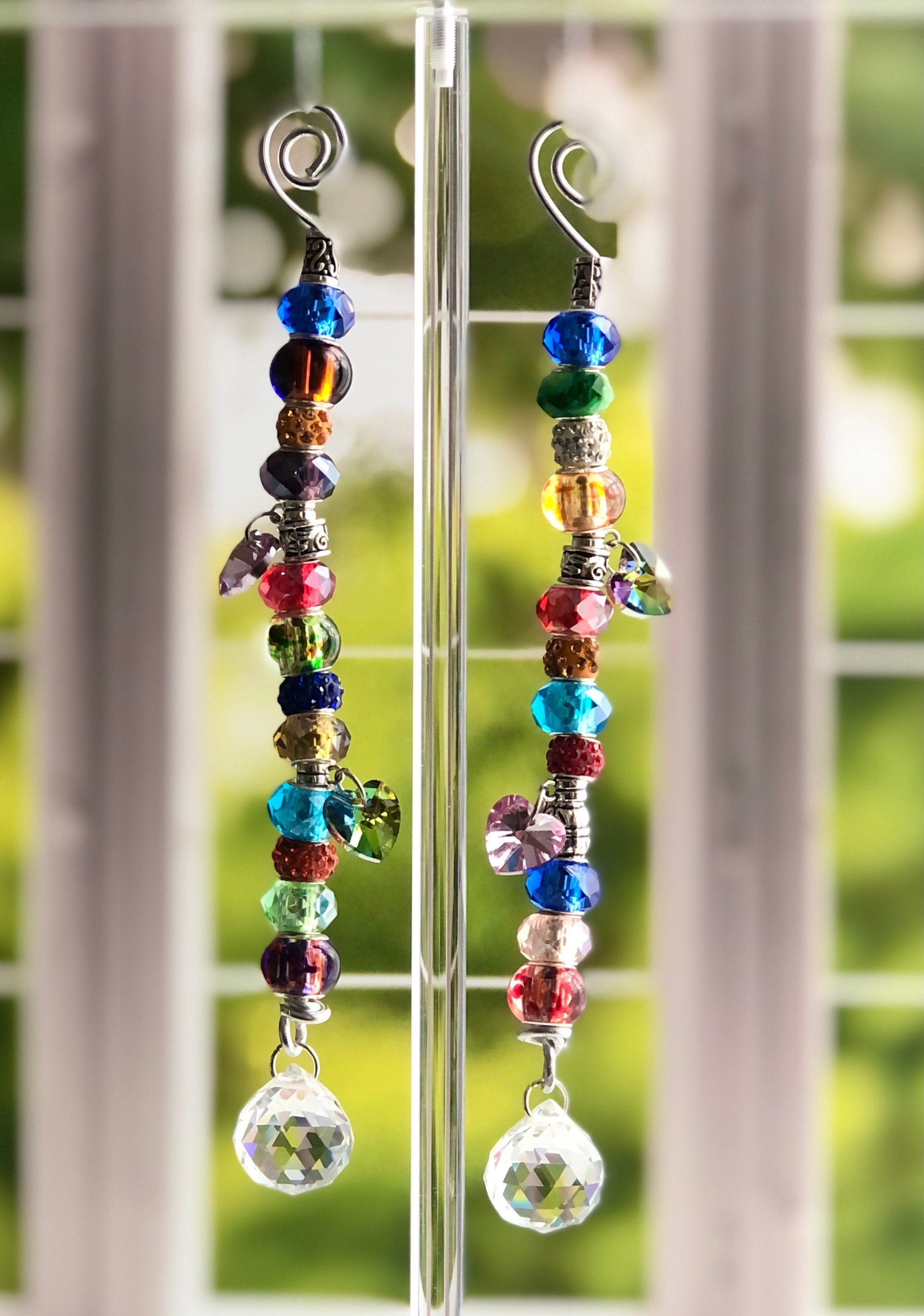 Jeweled Suncatcher, Beaded Blingy Sun Catcher, Hanging Beaded Window ...