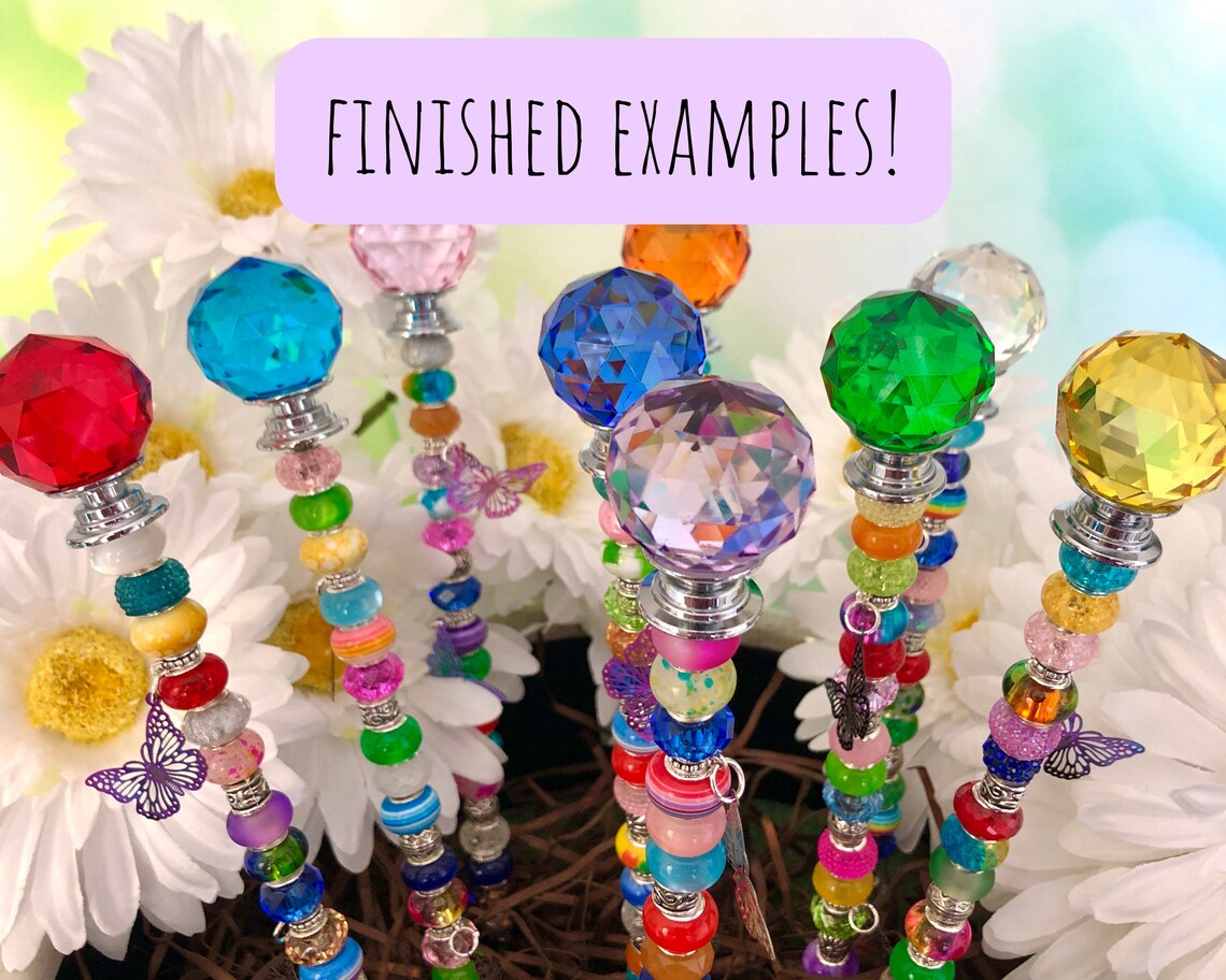 DIY Fairy Garden Wand Kit: Crystal Topper, Plant Pot Stakes - Etsy