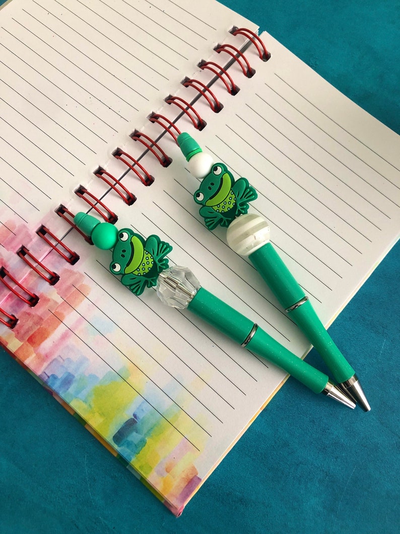 Frog Beaded Pen, Colorful Pen With Frog and Beads, Ballpoint Pen, Gift ...