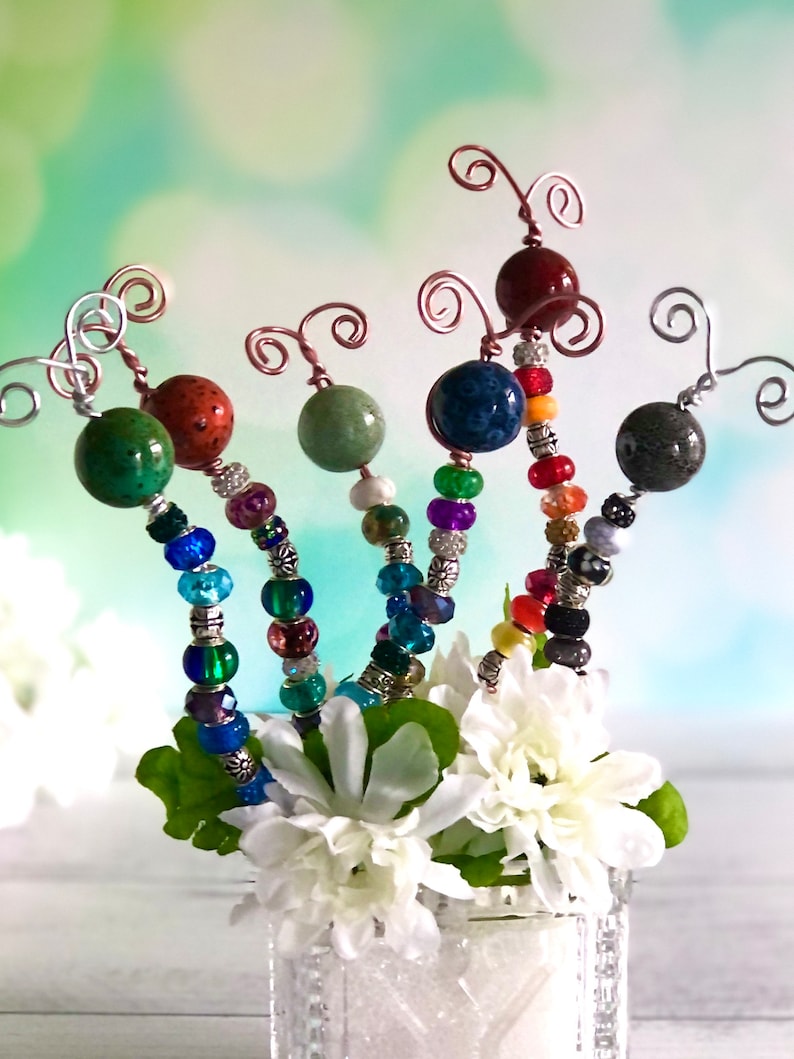 Beaded Caterpillar Garden Stake: Handmade Plant Pot Ornament - Etsy