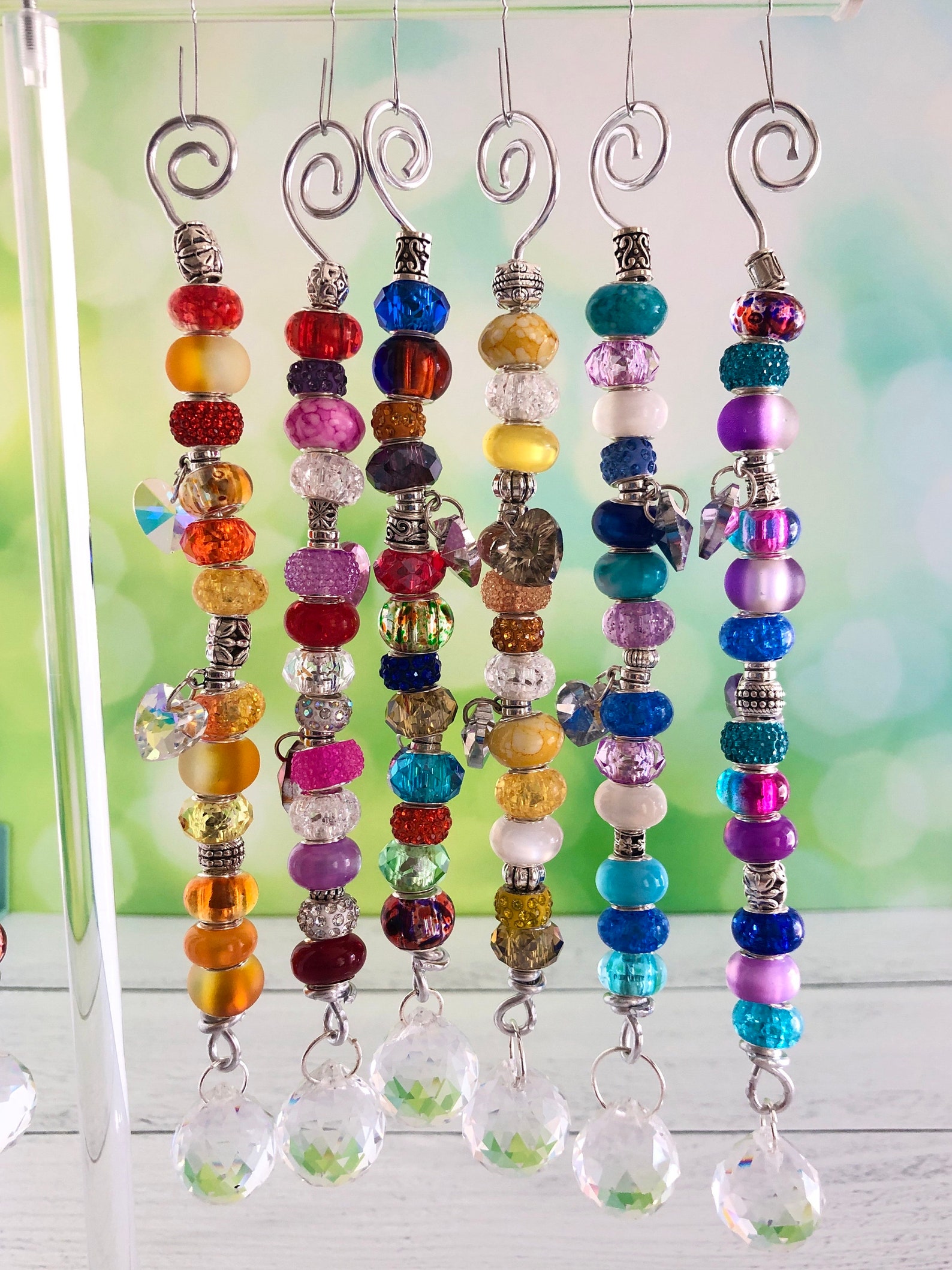 Jeweled Suncatcher, Beaded Blingy Sun Catcher, Hanging Beaded Window ...