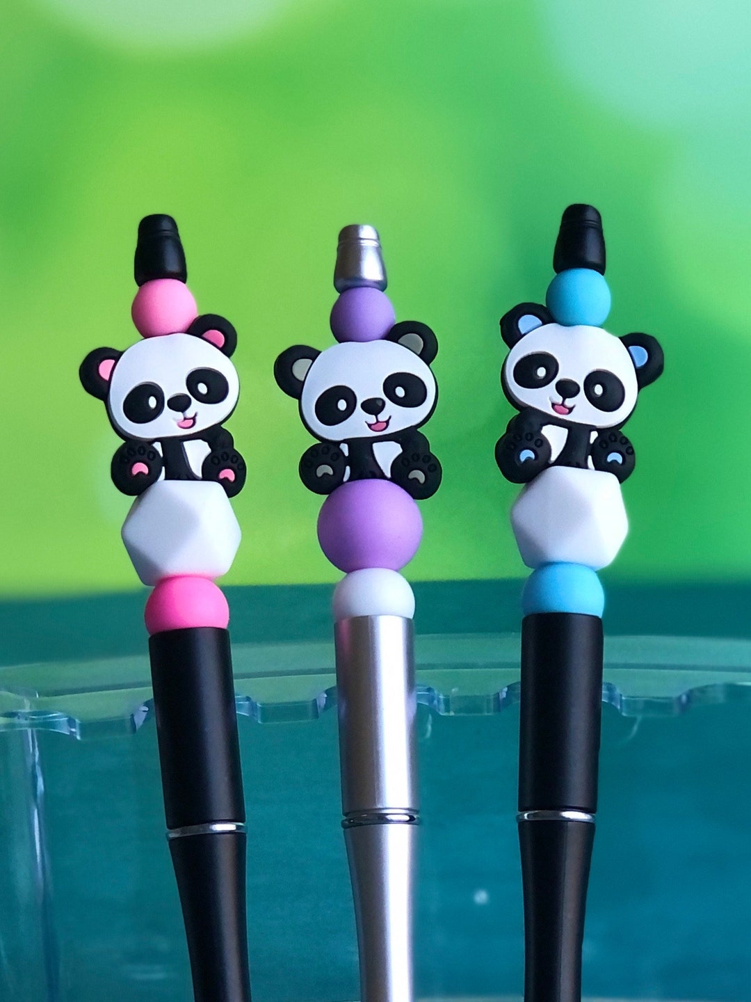 Panda Bear Beaded Pen, Baby Panda Pen, Ballpoint Pen, Baby Shower Favor ...