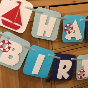 Sailboat Birthday Banner Nautical Theme Happy Birthday Banner - Etsy
