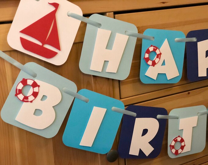 Sailboat Birthday Banner Nautical Theme Happy Birthday Banner - Etsy