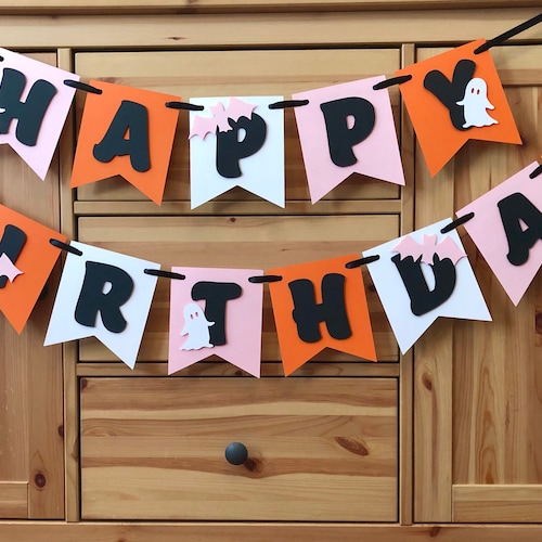 Halloween Birthday Banner Happy Birthday Spooky Themed - Etsy