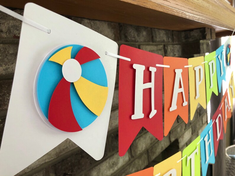 Beach Ball Birthday Banner Summer Fun Decorations Pool - Etsy