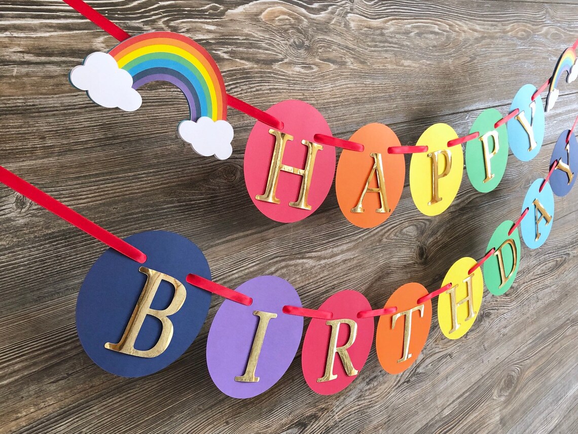 Rainbow Birthday Banner Rainbow Party Rainbow Decor | Etsy