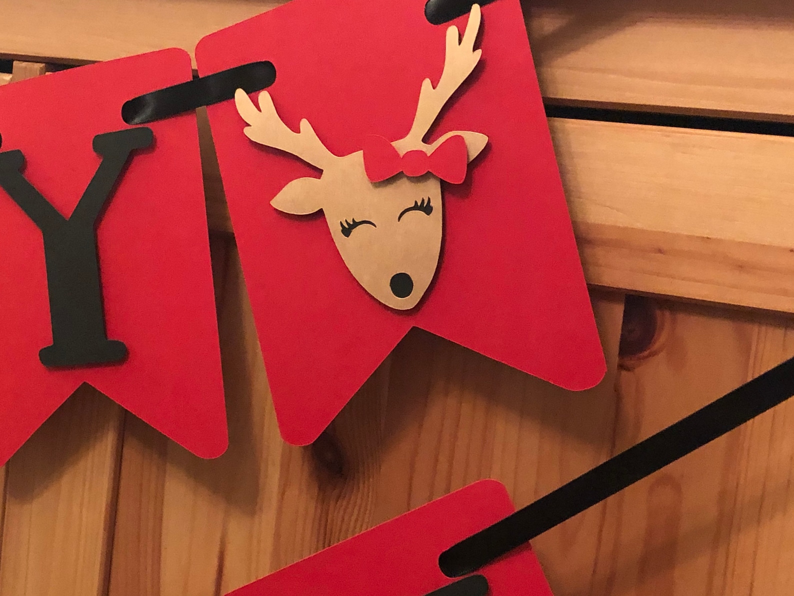 Reindeer Birthday Banner Christmas Happy Birthday Reindeer - Etsy