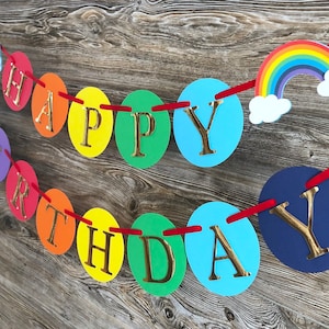Rainbow Birthday Banner Rainbow Party Rainbow Decor Rainbow - Etsy