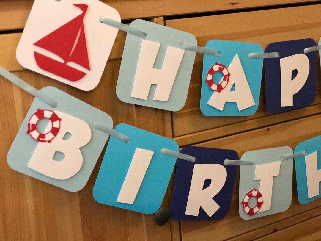 Sailboat Birthday Banner Nautical Theme Happy Birthday Banner - Etsy
