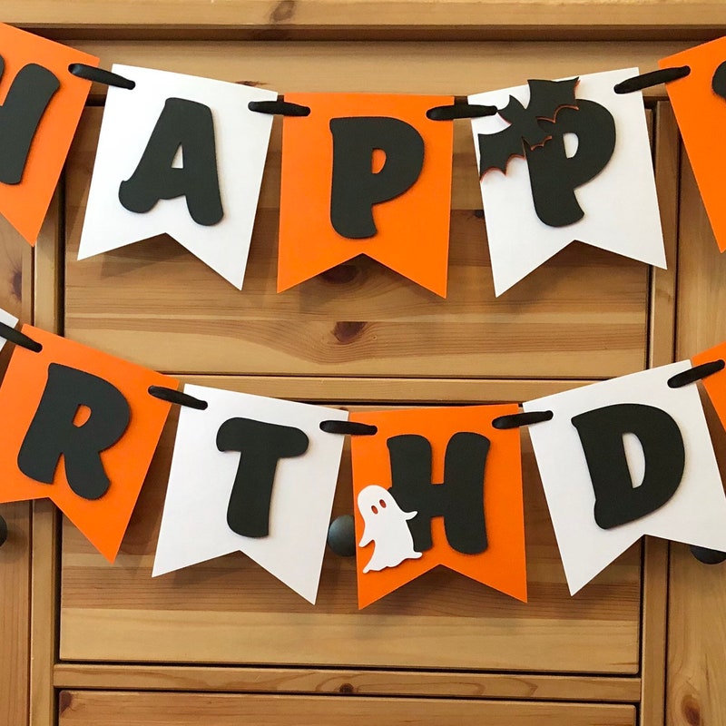 Orange Happy Birthday Banner - Etsy