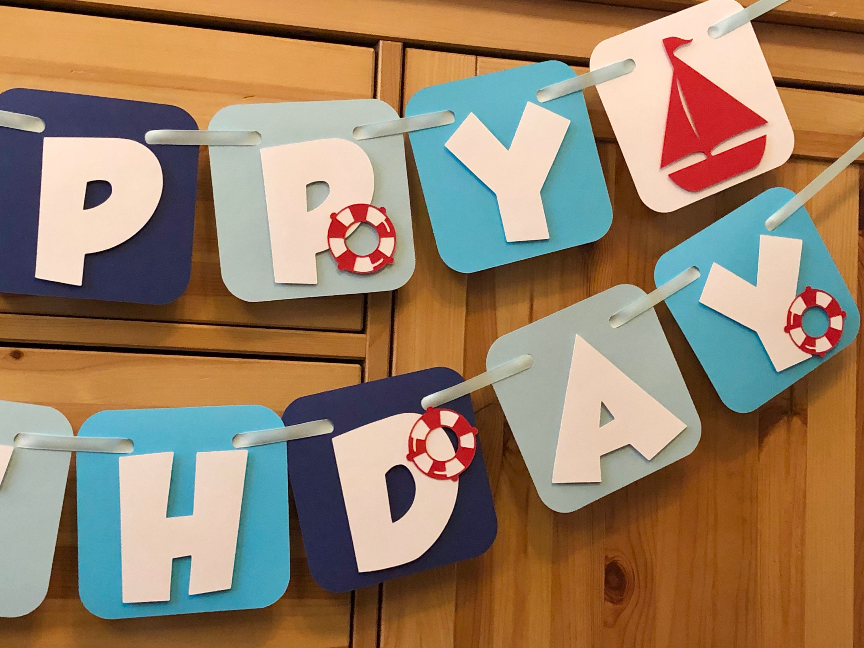 Sailboat Birthday Banner Nautical Theme Happy Birthday | Etsy