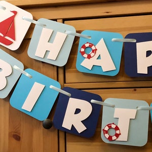 Sailboat Birthday Banner Nautical Theme Happy Birthday Banner - Etsy