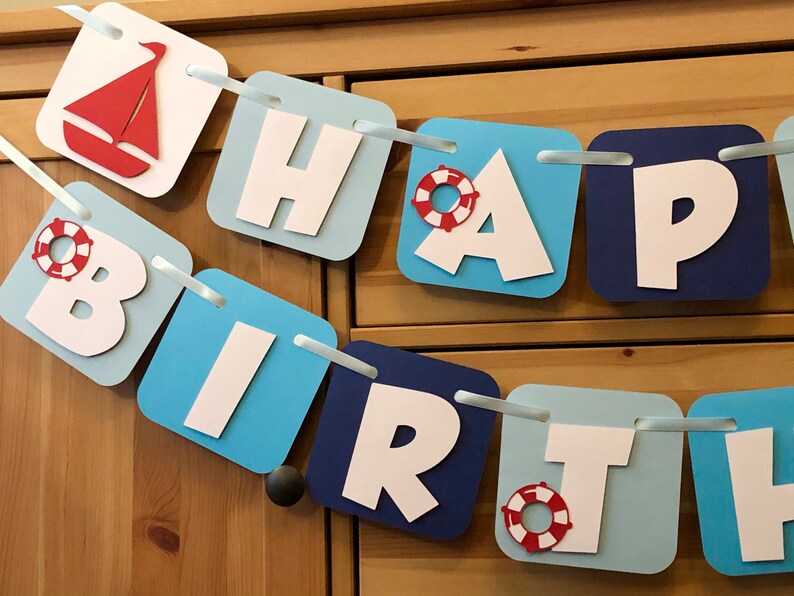 Sailboat Birthday Banner Nautical Theme Happy Birthday | Etsy