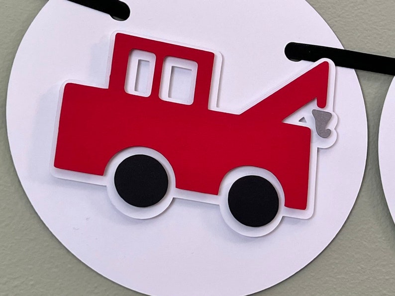 Tow Truck Party Banner Truck Theme Red Truck Birthday Decorations ...