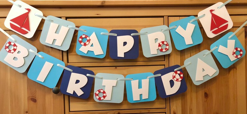 Sailboat Birthday Banner Nautical Theme Happy Birthday | Etsy