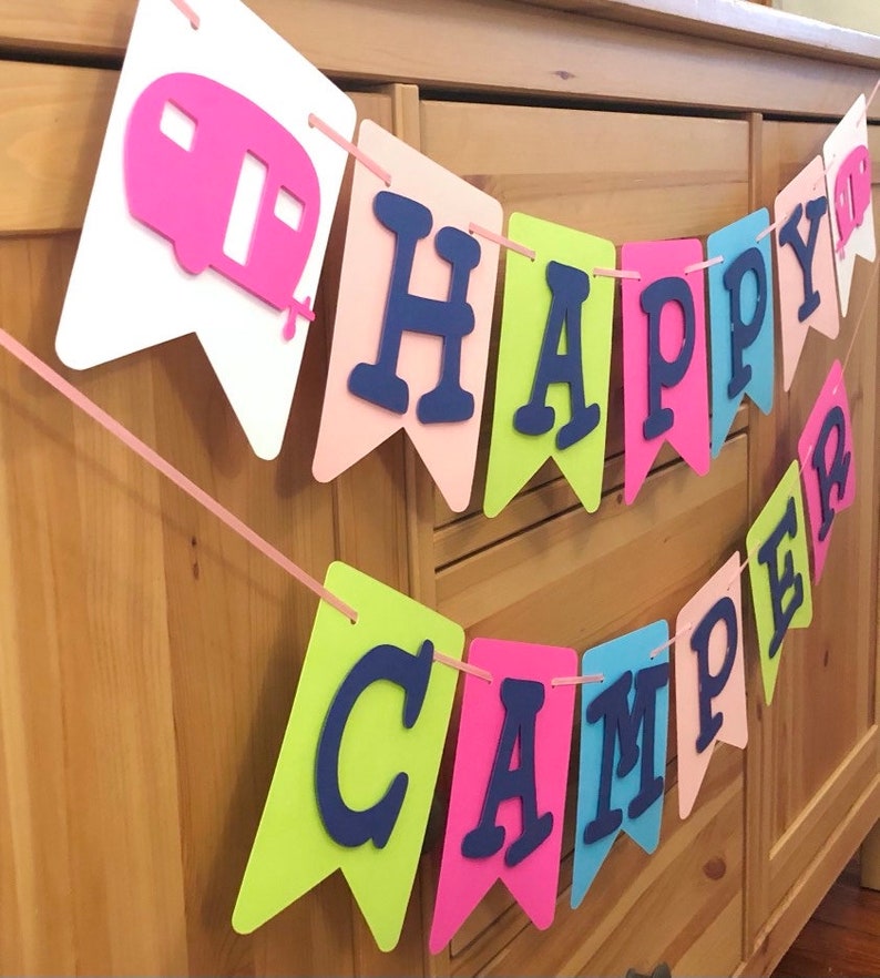 Camper Birthday Banner Camping Banner Happy Camper Banner Camping Party ...