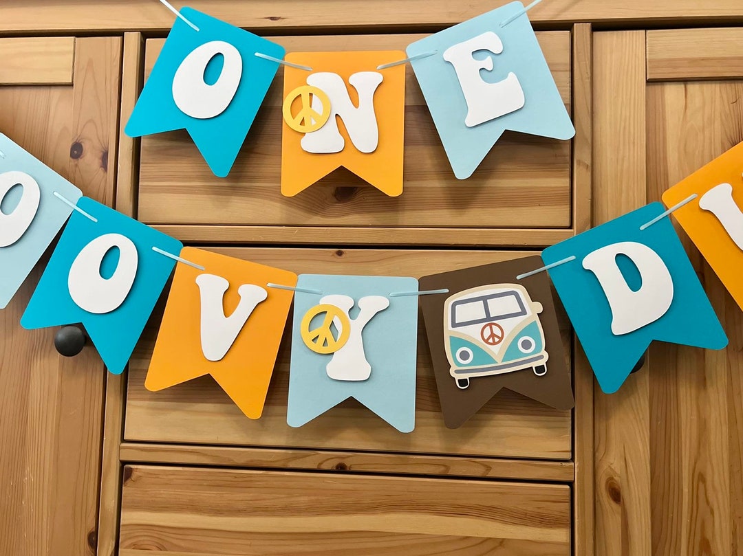 One Groovy Dude Happy Birthday Banner Party Decorations - Etsy