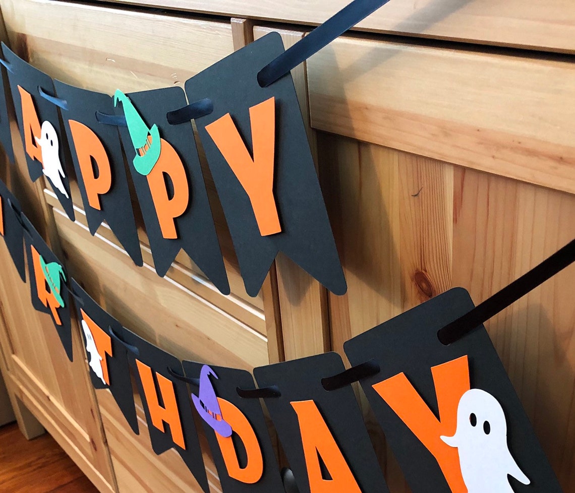 Halloween Birthday Banner Happy Birthday Spooky Themed Party - Etsy