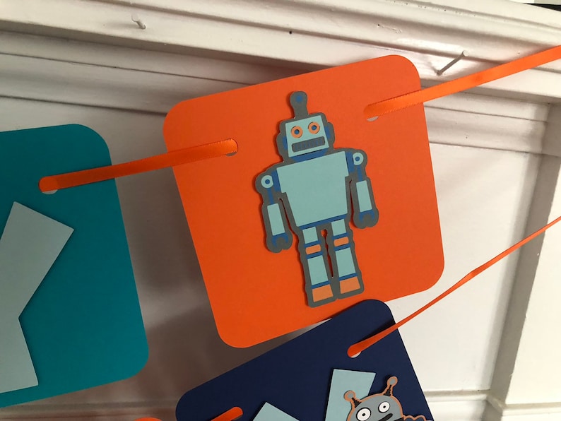 Robot Birthday Banner Robot Themed Boys Party Robot Decor | Etsy