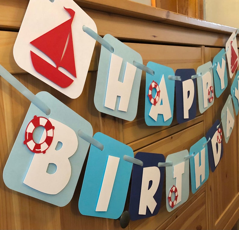Sailboat Birthday Banner Nautical Theme Happy Birthday | Etsy