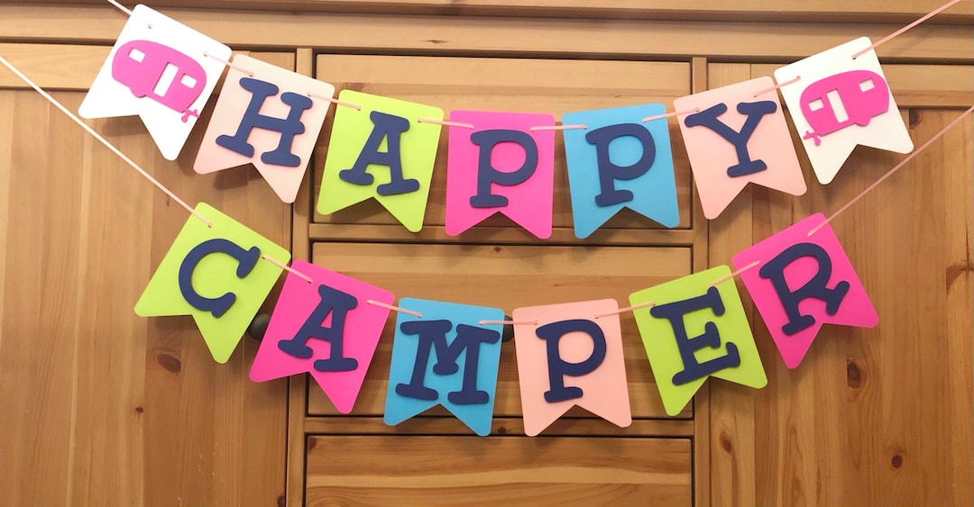 Camper Birthday Banner Camping Banner Happy Camper Banner Camping Party ...