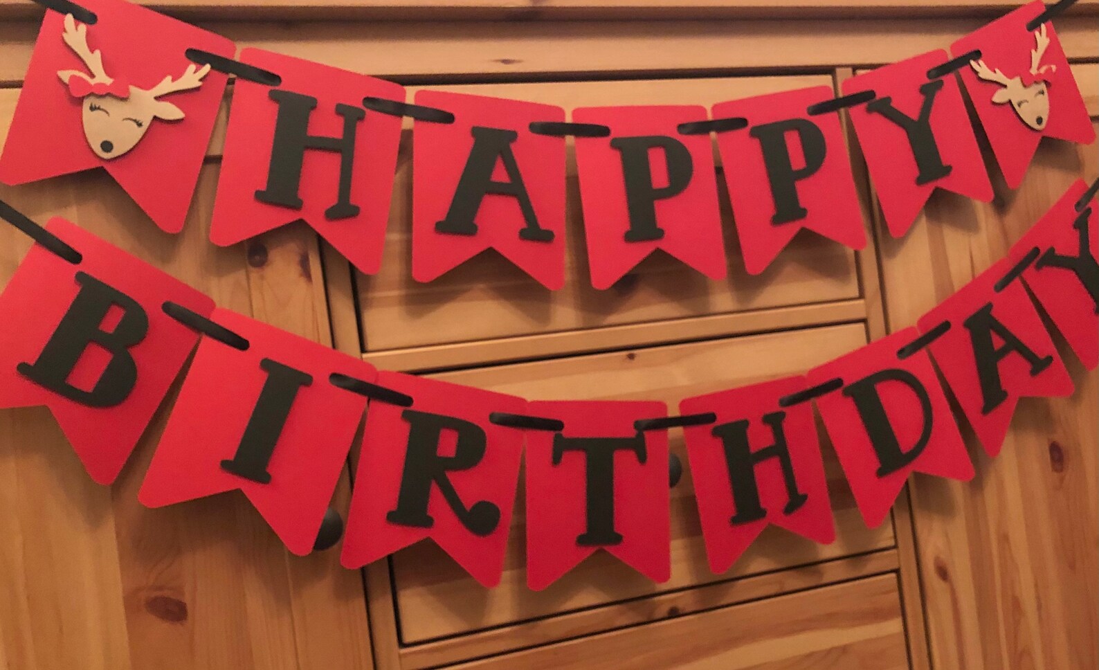 Reindeer Birthday Banner Christmas Happy Birthday Reindeer | Etsy