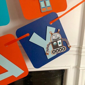 Robot Birthday Banner Robot Themed Boys Party Robot Decor Happy ...