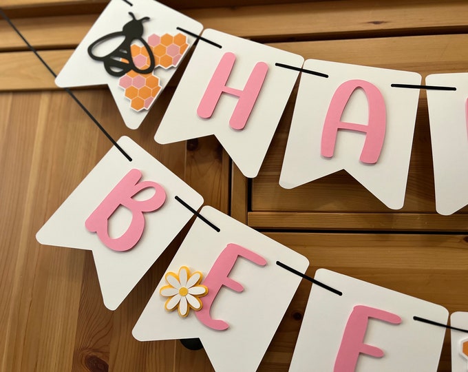 Bee Day Birthday Banner First Bee Day Bee Decorations Happy Birthday - Etsy
