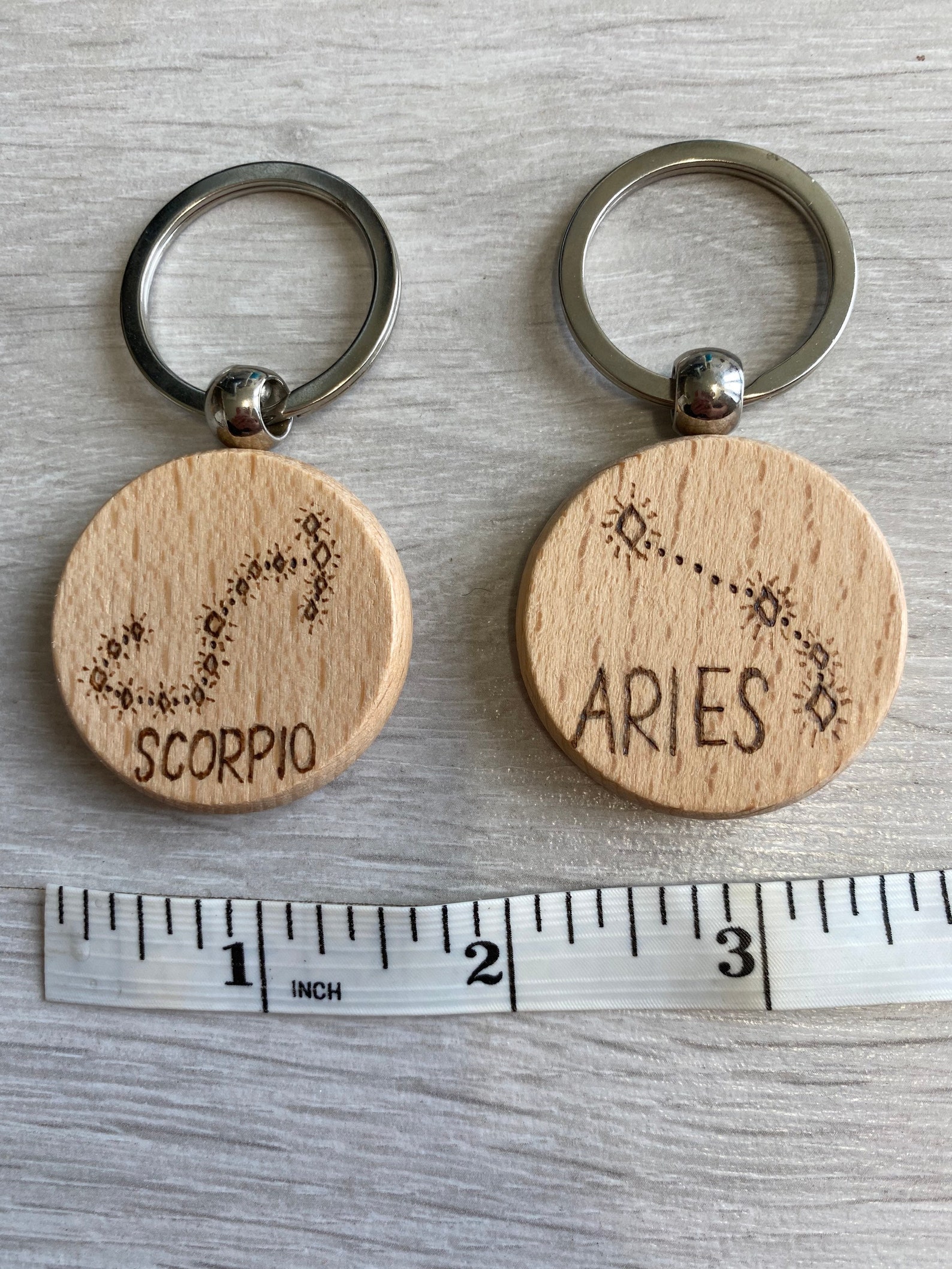 Star Signs Wooden Pyrography Keychains - Etsy
