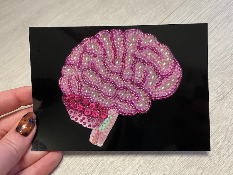 Beaded Brain Anatomy Embroidery A6 Print - Etsy