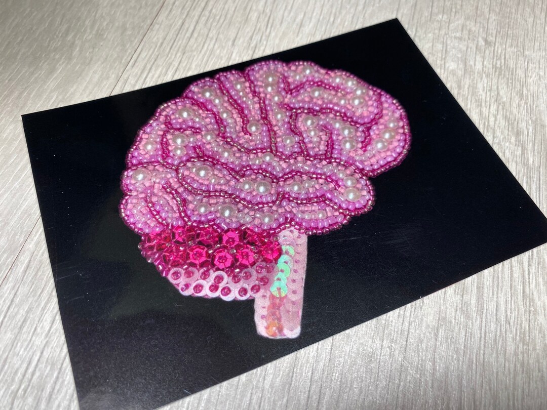 Beaded Brain Anatomy Embroidery A6 Print - Etsy