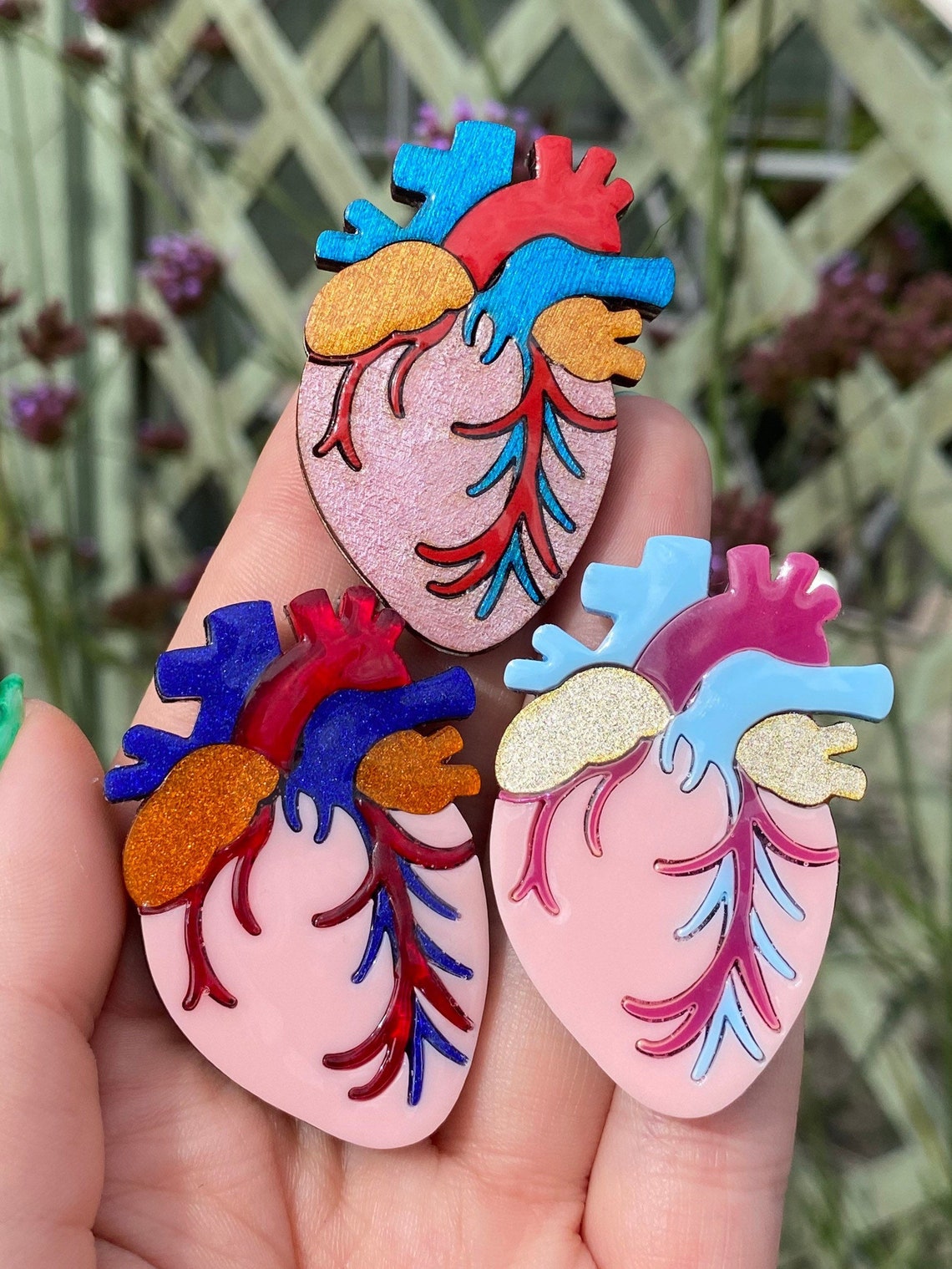 Heart Laser Cut Anatomical Pin Badge. Anatomy Acrylic Wood - Etsy