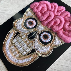 Brain Skull Embroidery A6 Print - Etsy