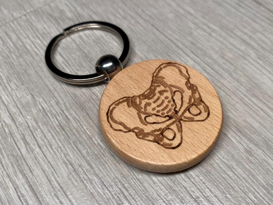 Pelvis Anatomy Wooden Keychain, Laser Etched. Anatomical, Keyring ...