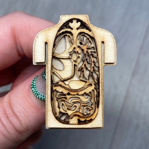 Open Torso Organs. Anatomical Wooden Pin Badge Brooch. Laser Cut, Birch ...
