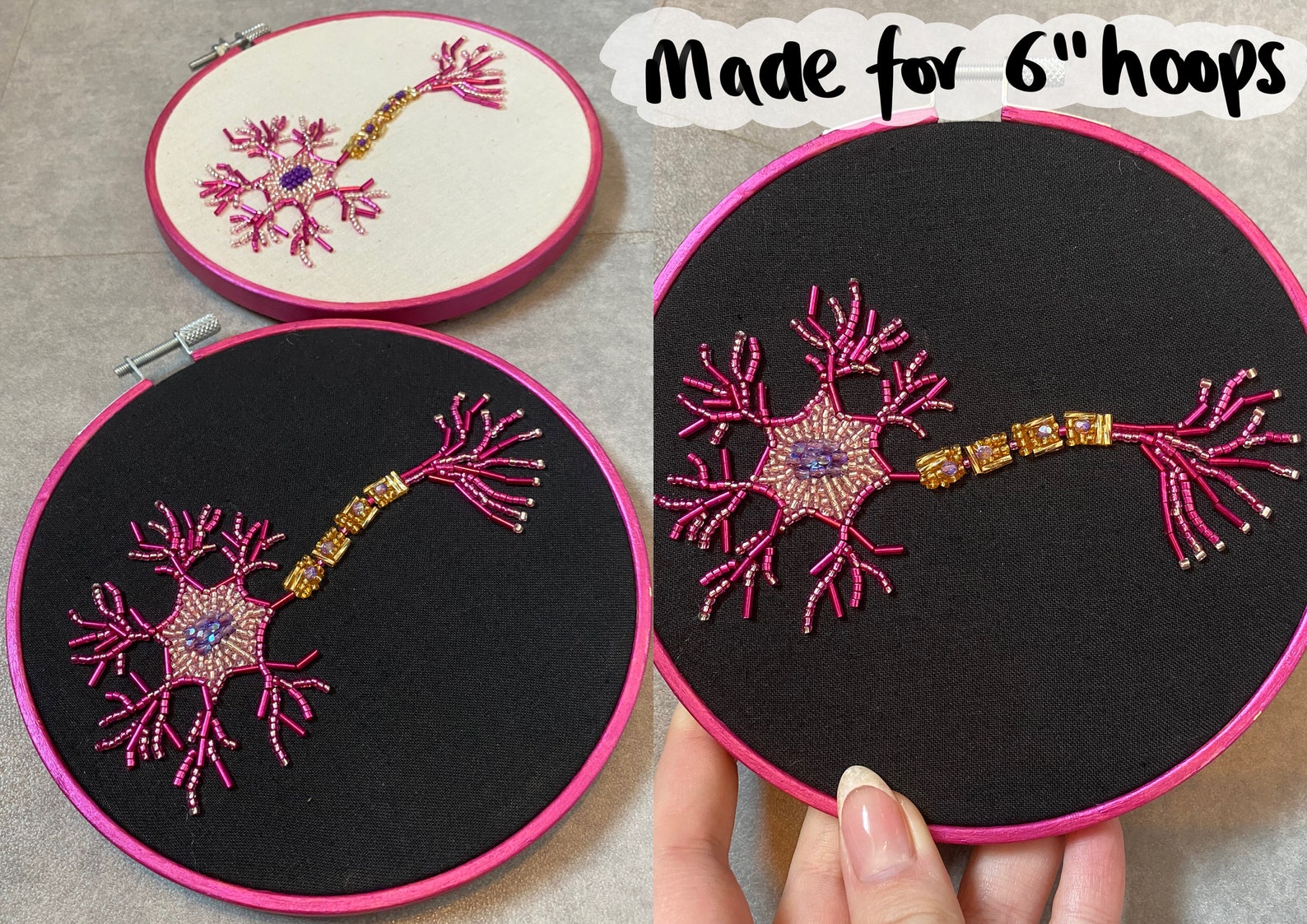 Neuron 6" Beadwork Embroidery Anatomical Pattern - DIY Digital PDF ...