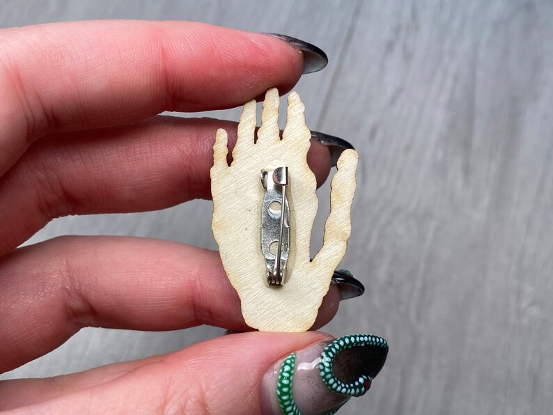 Hand Bones. Anatomical Wooden Pin Badge Brooch. Laser Cut, Birch ...