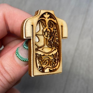 Open Torso Organs. Anatomical Wooden Pin Badge Brooch. Laser Cut, Birch ...