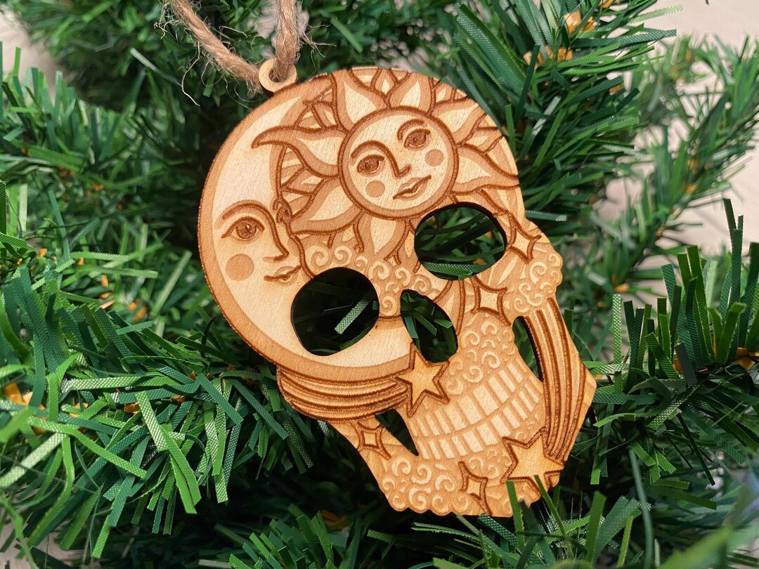 Celestial Skull Wooden Christmas Ornament, Laser Cut, Made to Order ...