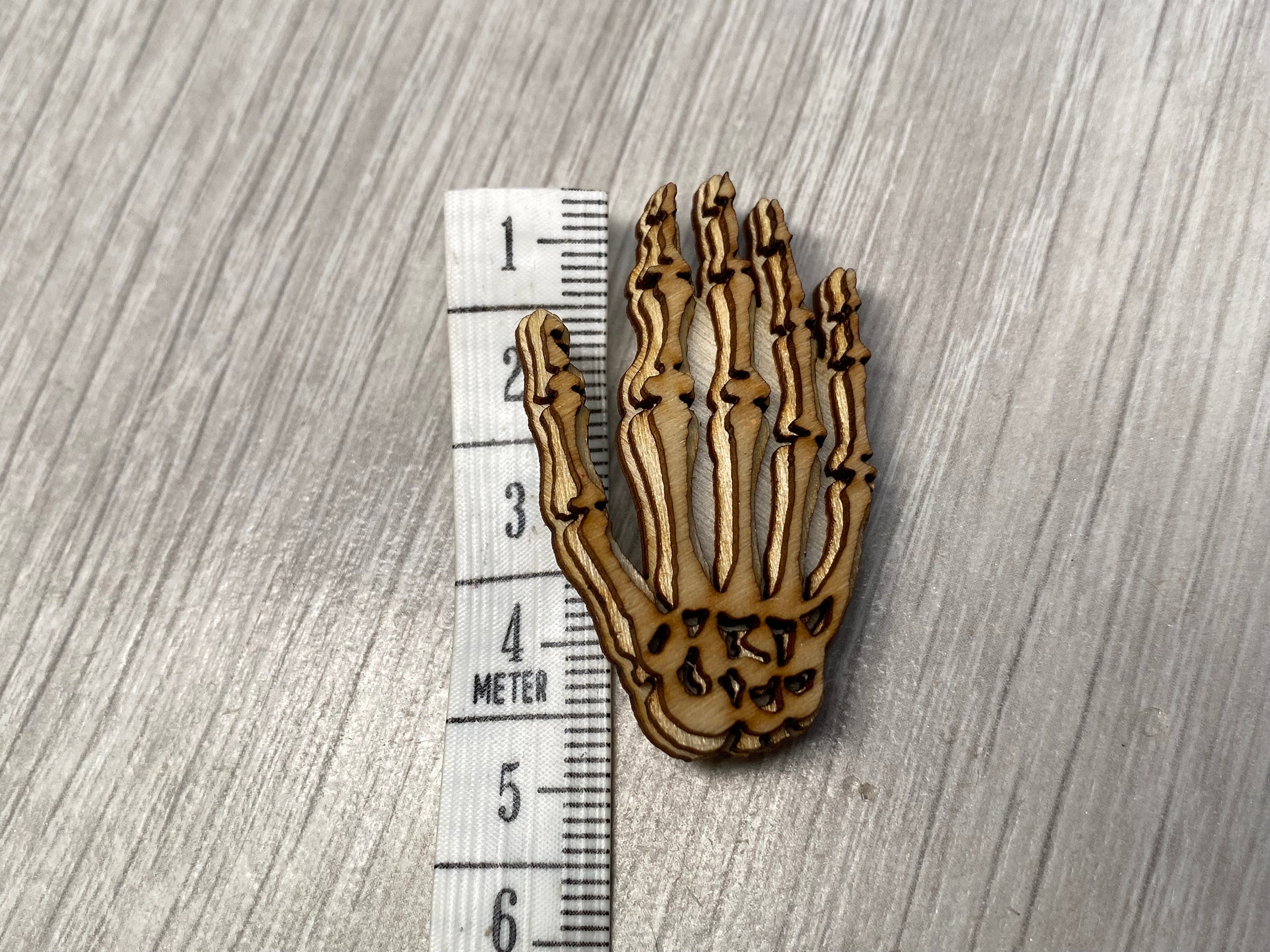 Hand Bones. Anatomical Wooden Pin Badge Brooch. Laser Cut, Birch ...