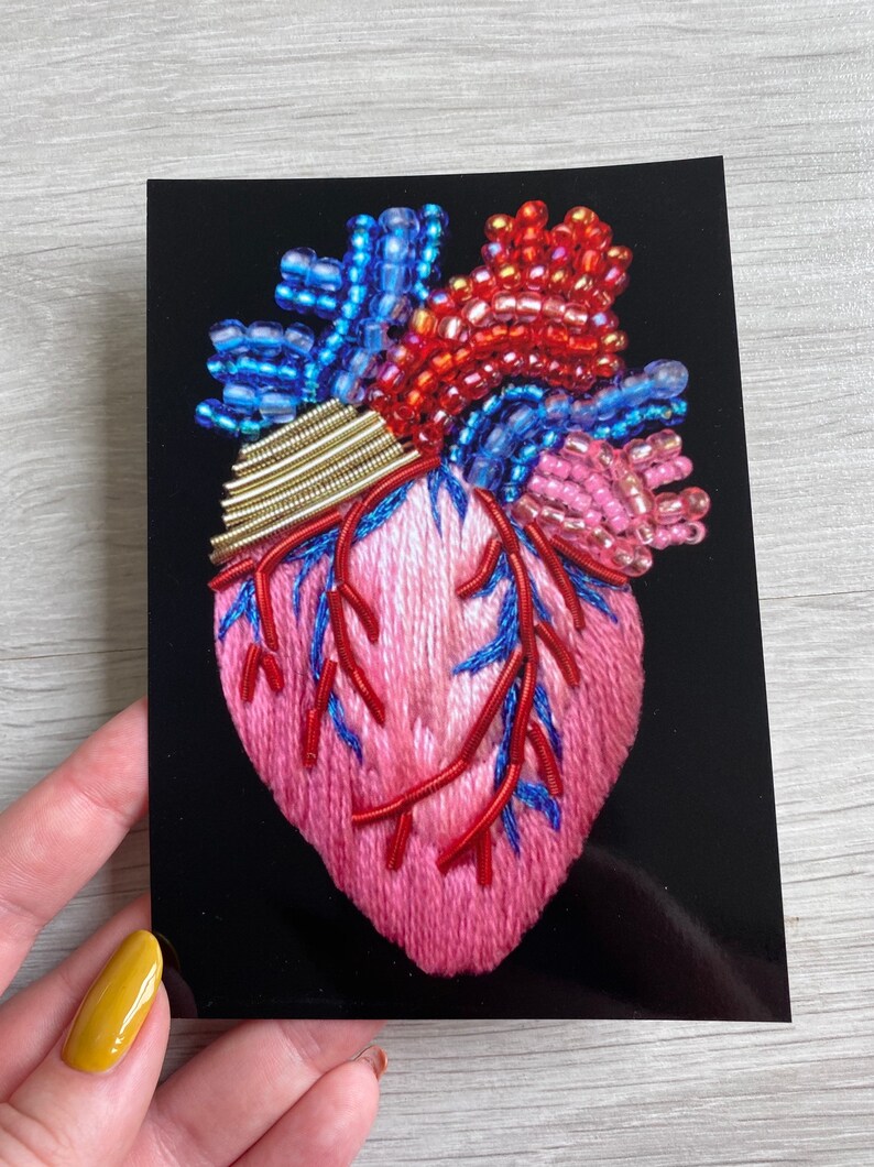 Heart Anatomy Embroidery A6 Print - Etsy