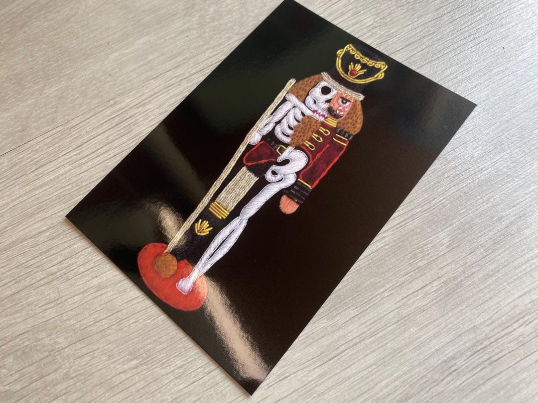 Skeleton Nutcracker Christmas Embroidery A6 Print - Etsy