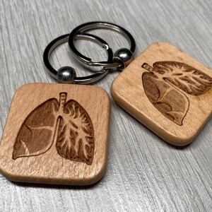 Lung Anatomy Wooden Keychain, Laser Etched. Anatomical, Keyring, Organs ...
