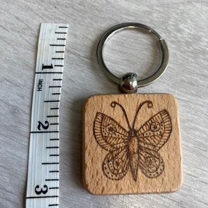 Butterfly Wooden Pyrography Keychain - Etsy