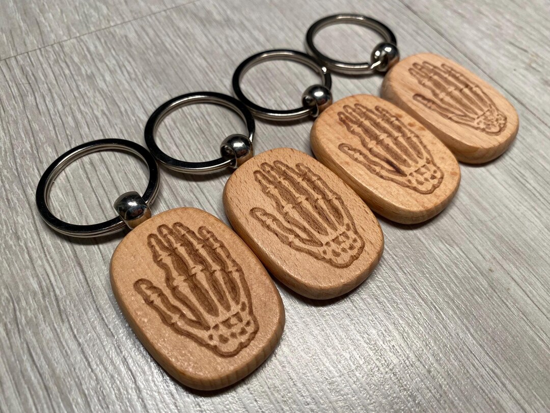 Hand Bones Wooden Keychain, Laser Etched. Skeleton, Anatomy, Fingers ...