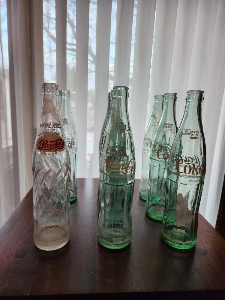 7 Coke Bottles and 1 Pepsi Bottle, Vintage - Etsy