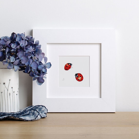 Small Framed Ladybird Print Minature Art Print - Etsy