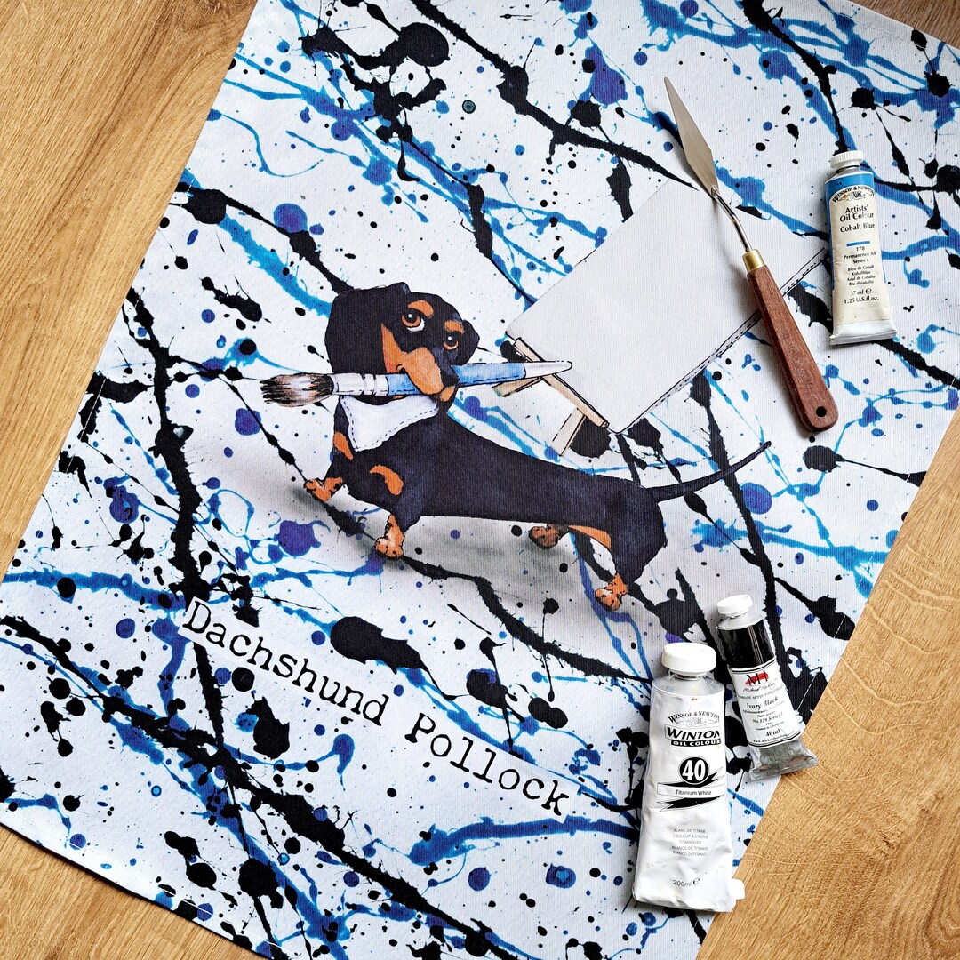 Dachshund Pollock Tea Towel - Etsy